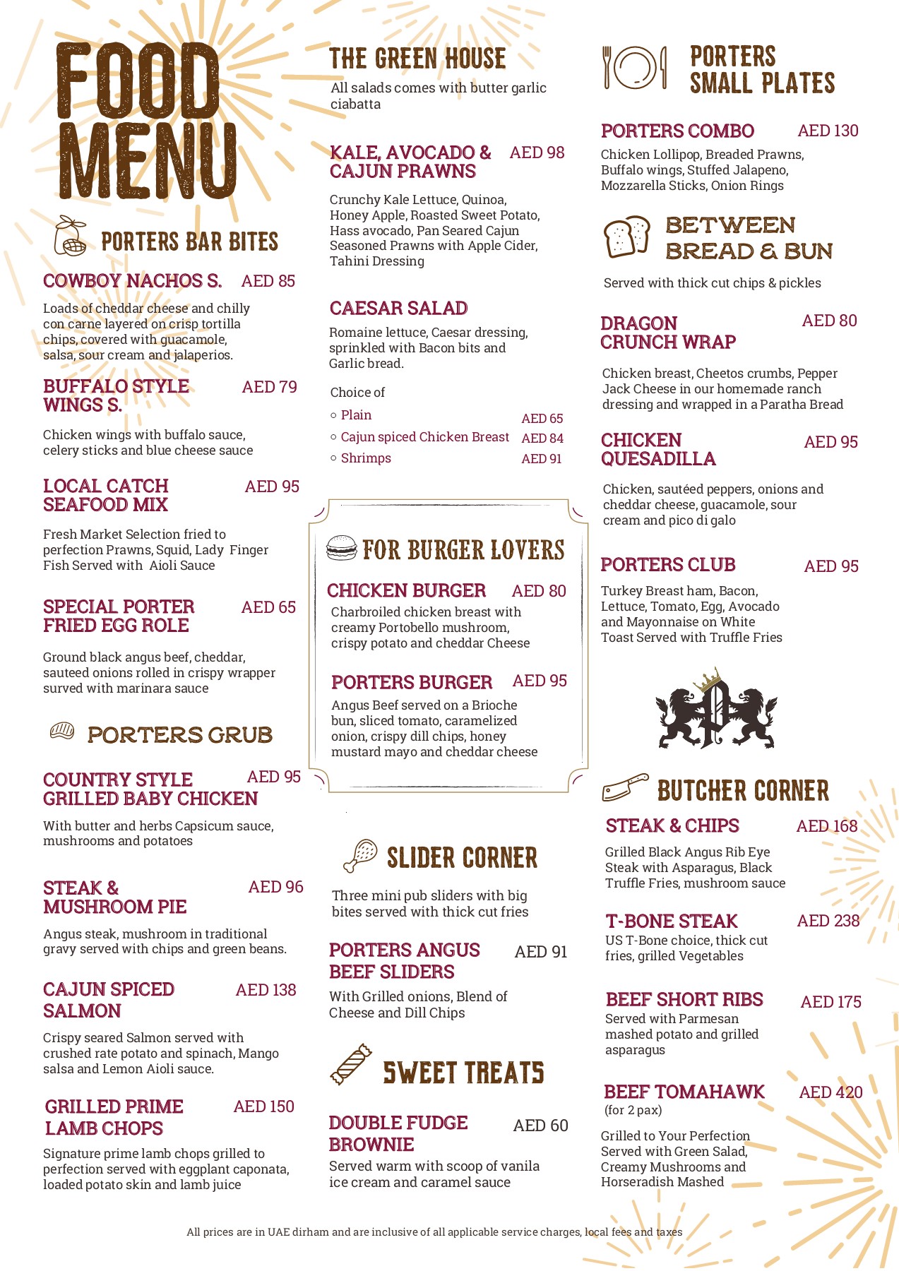 nye Porter's Menu - Grand Millennium Al Wahda Abu Dhabi - Page 1 - 4 | Flip PDF Online | PubHTML5