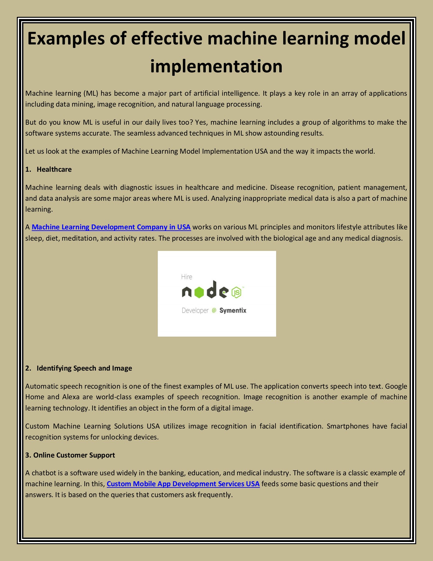Examples of effective machine learning model implementation - Jack ...