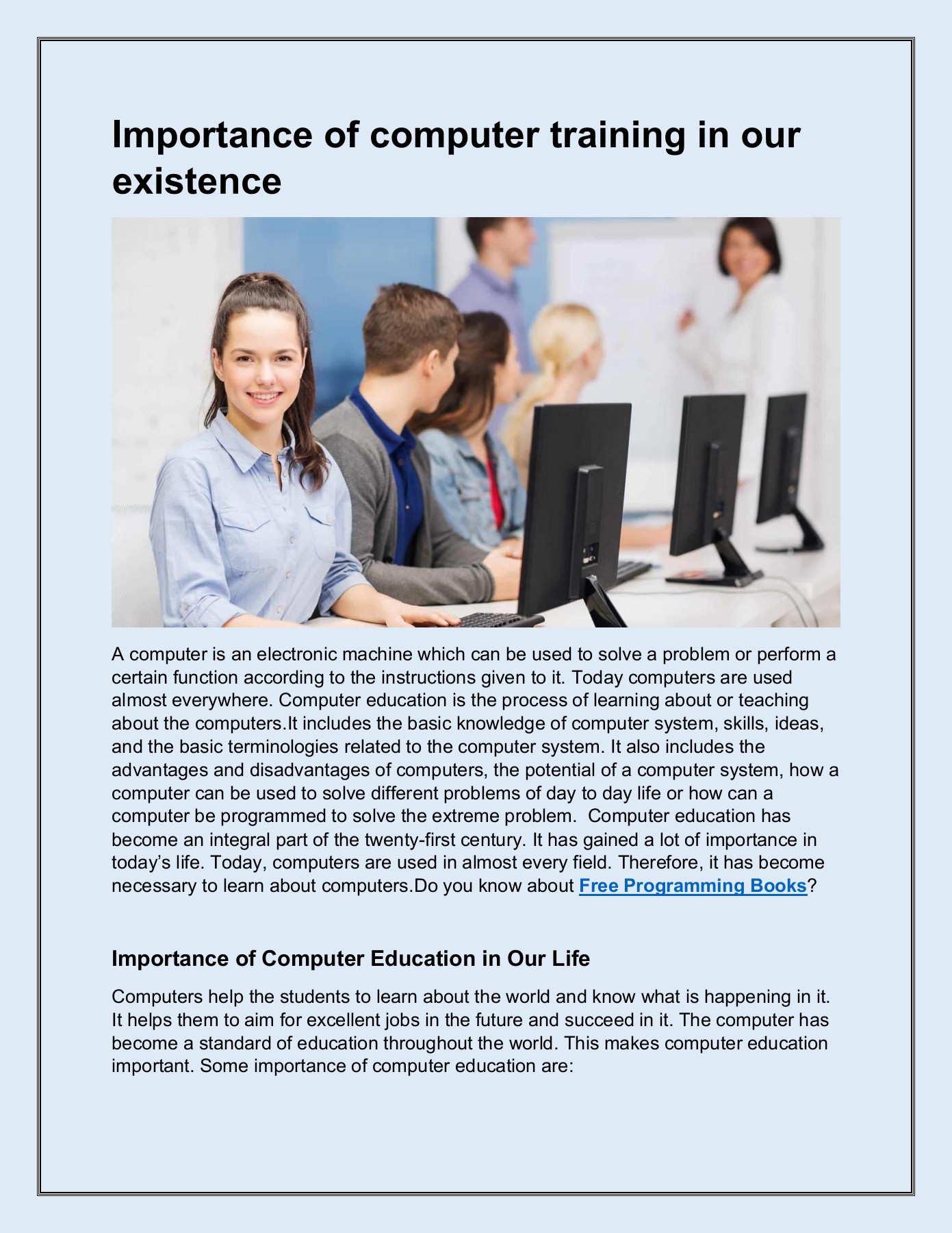 Importance of computer training in our existence - Regina W.Neal - Page ...