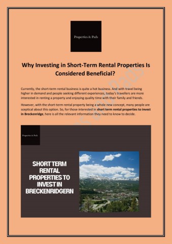 A Breckenridge Short-Term Rental Property is the Best Investment
