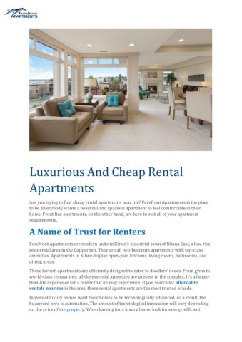 Luxurious And Cheap Rental Apartments