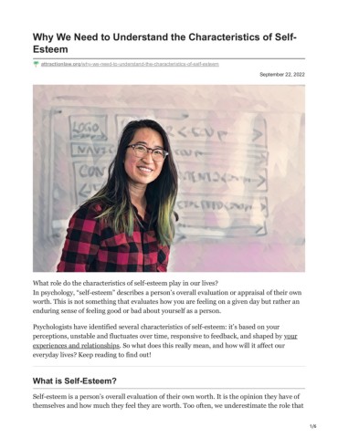 Why We Need to Understand the Characteristics of Self-Esteem