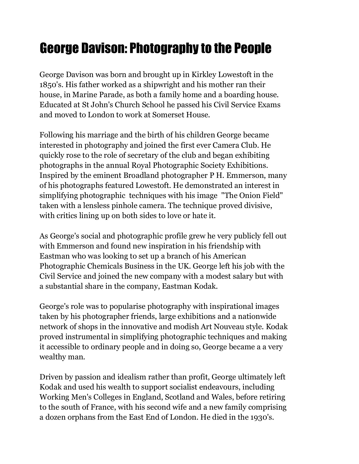 George Davison - hugh - Page 1 - 1 | Flip PDF Online | PubHTML5