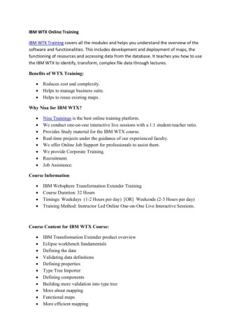 IBM WTX Online Training - nisa trainings - Page 1 - 2 | Flip PDF Online ...