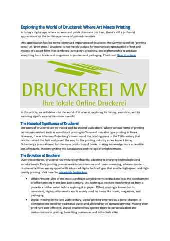 Exploring the World of Druckerei Where Art Meets Printing