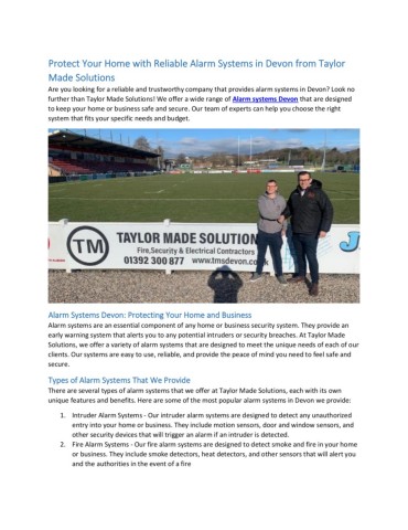 Protect Your Home with Reliable Alarm Systems in Devon from Taylor Made ...