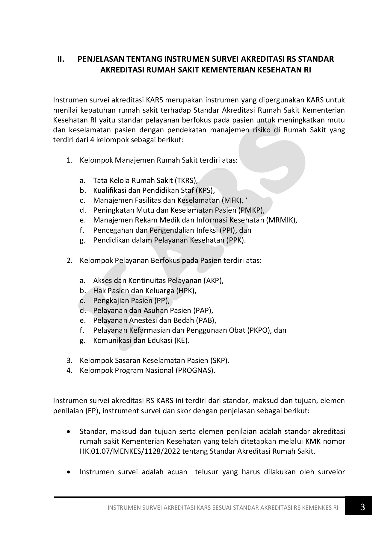 Instrumen Survei Akreditasi KARS sesuai STARKES 2022 (open) - hdhardjolukito - Halaman 11 | PDF ...