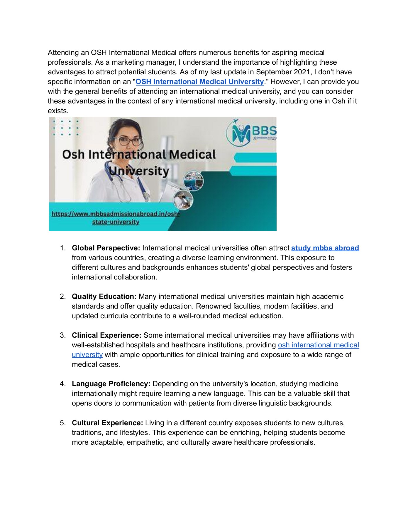 Osh International Medical University - Affinity Education - Page 1 - 2 ...