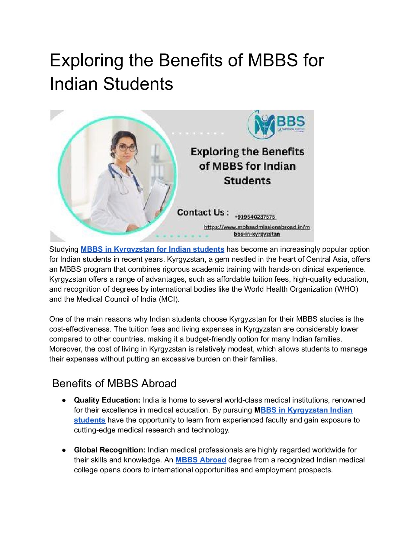 Exploring the Benefits of MBBS for Indian Students - Affinity Education ...