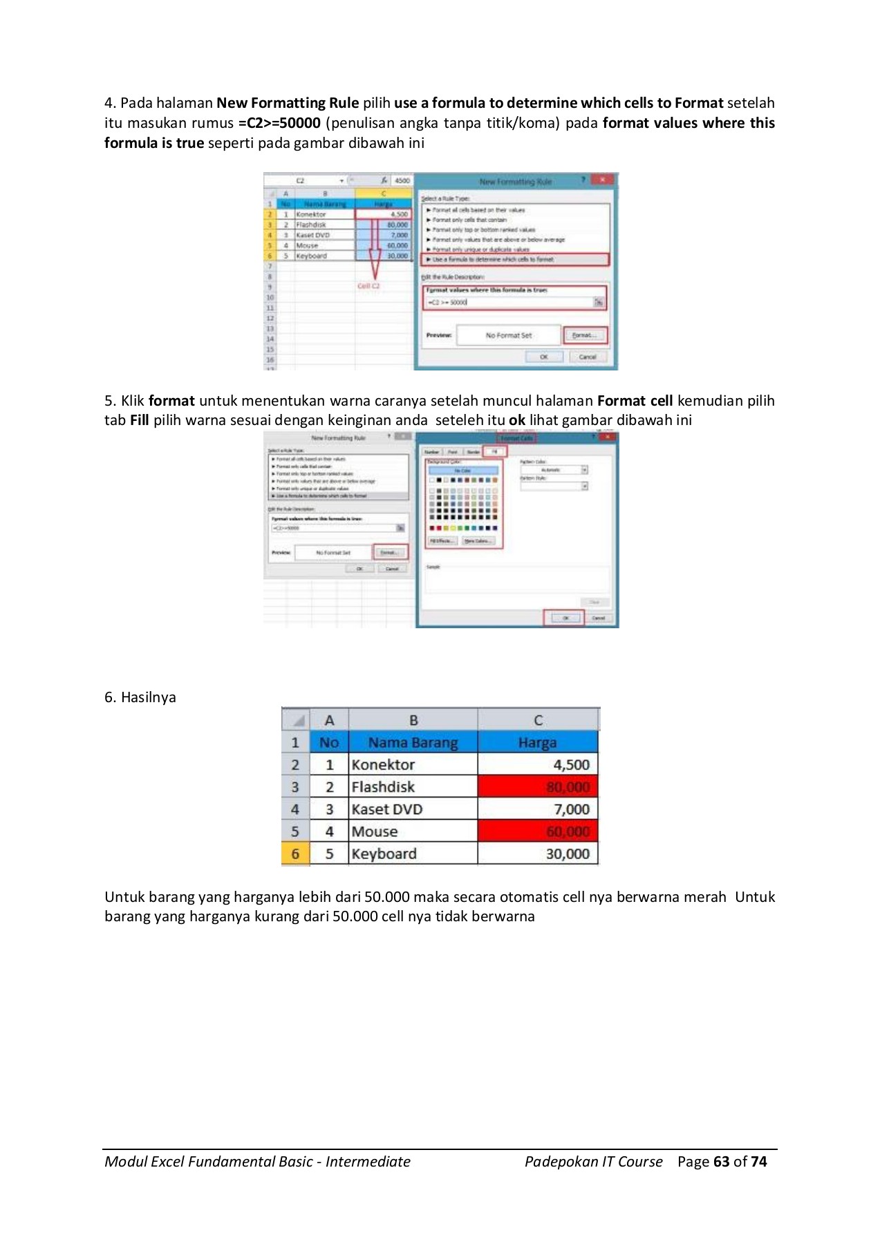 00. Modul - Excel Fundamental Basic - Intermediate - silviaassyifa31 - Page 64 | Flip PDF Online ...