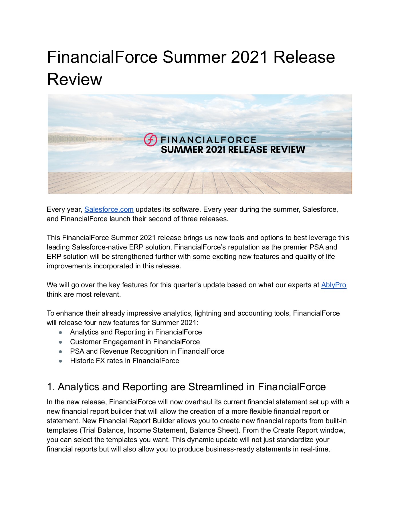 FinancialForce Summer 2021 Release Review - AblyPro - Page 1 - 4 | Flip ...