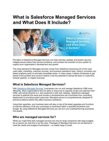What is Salesforce Managed Services and what does It Include?