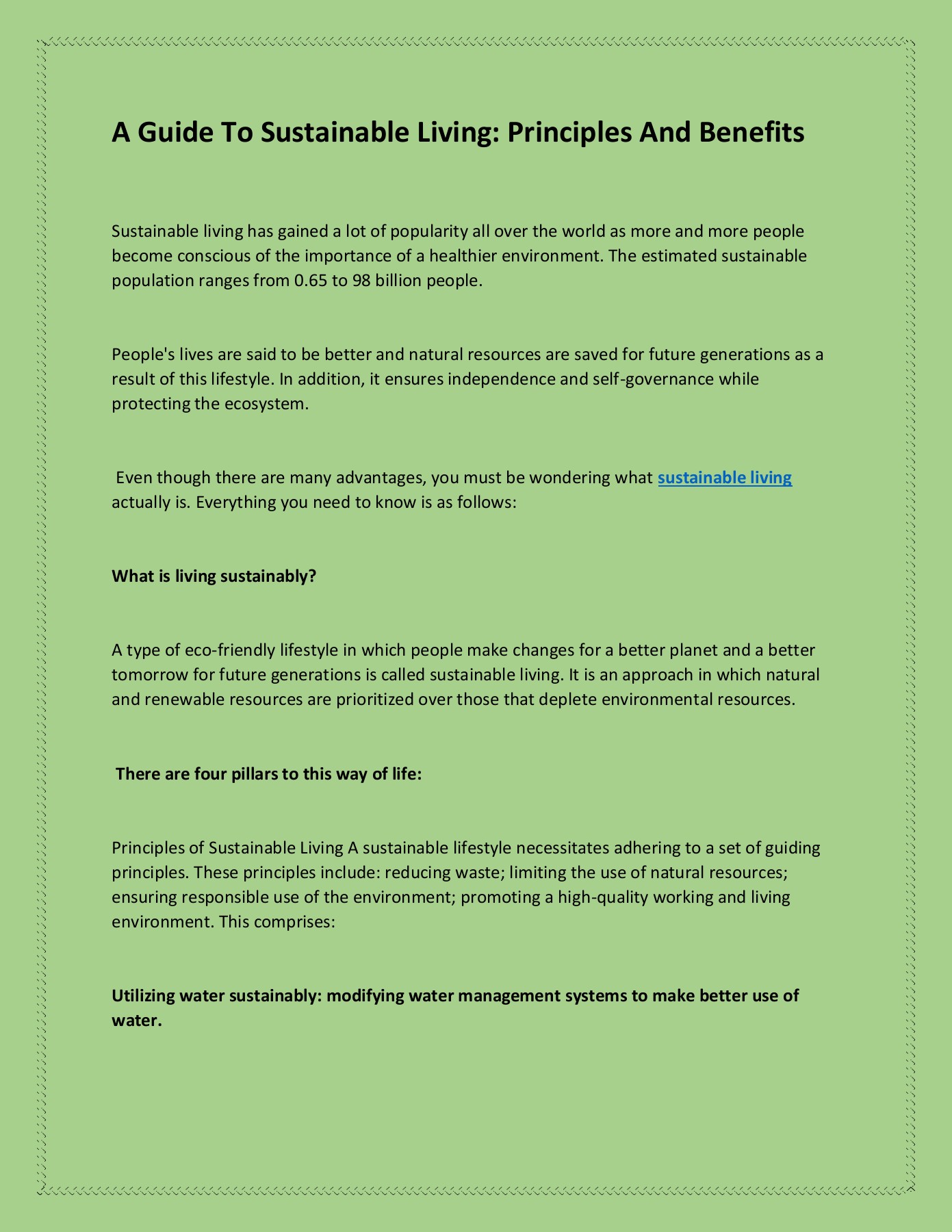 A Guide To Sustainable Living Principles And Benefits - Auroveda ...