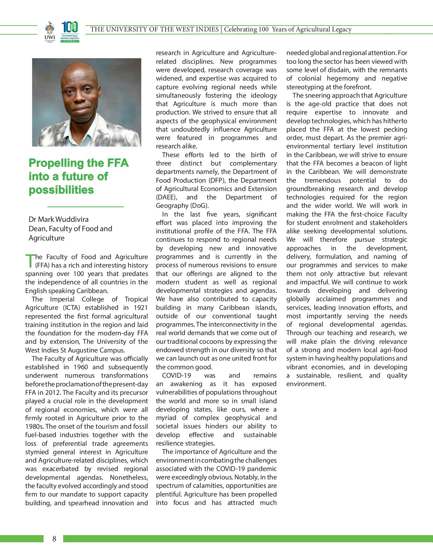 FFA Centennial Anniversary Magazine - UWI FFA - Page 8 | Flip PDF ...