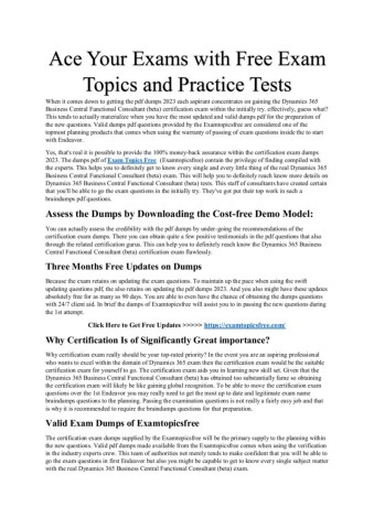 Ace Your Exams with Free Exam Topics and Practice Tests