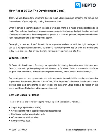 How React JS Cut The cost