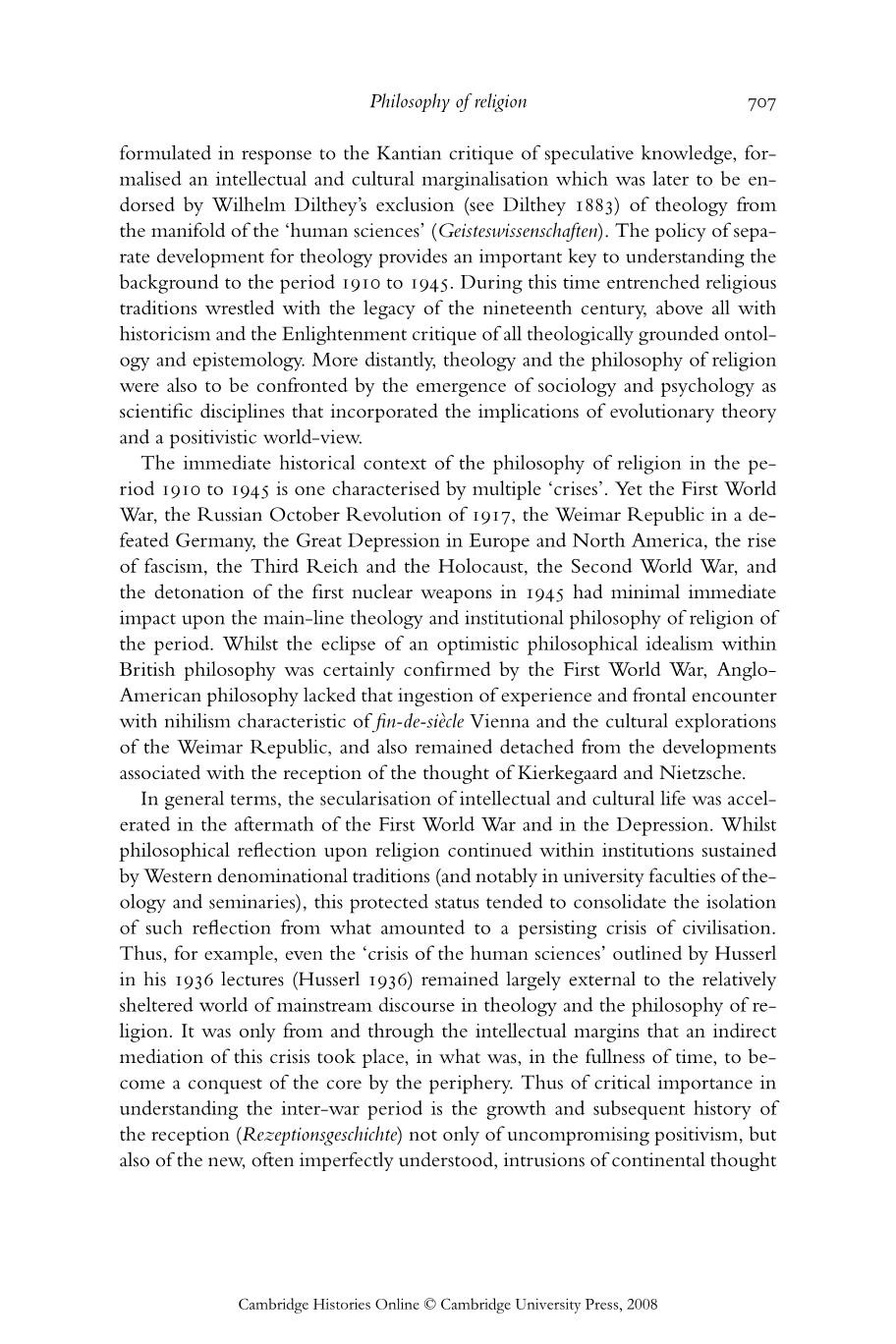 The English version of the Cambridge Philosophical History 1870-1945 ...