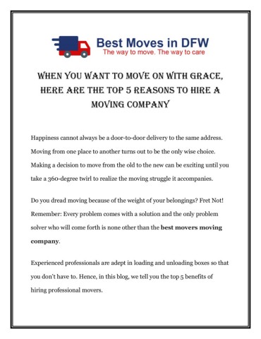 Affordable Best Dallas Movers | Best Moves In DFW