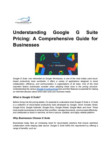 Comprehensive Guide to Google G Suite Pricing for Businesses
