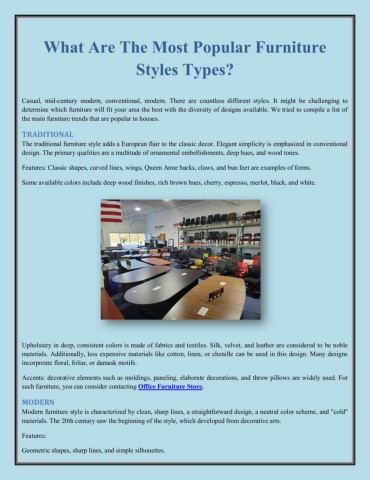 What Are The Most Popular Furniture Styles Types?