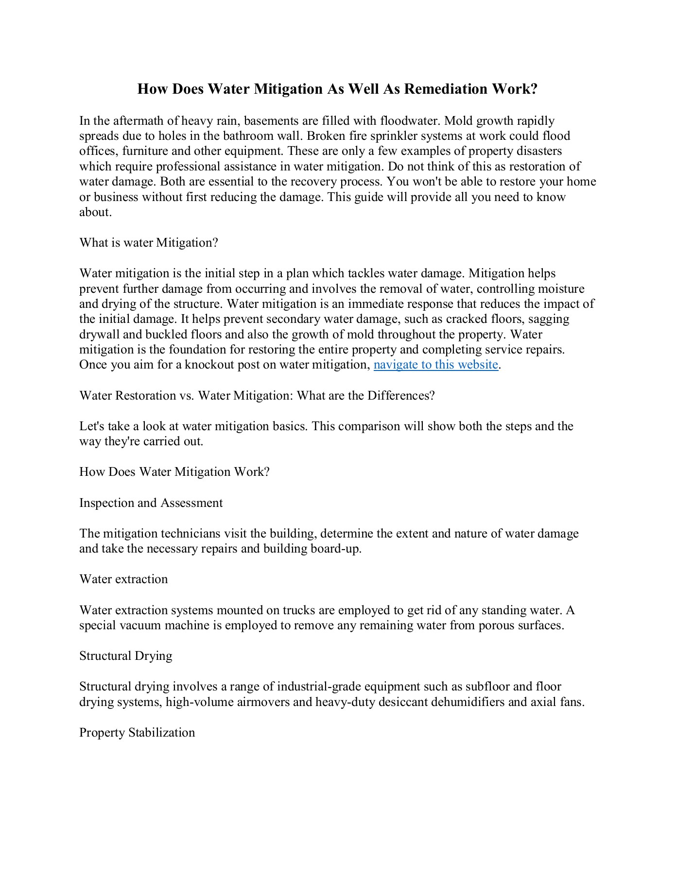 How Does Water Mitigation As Well As Remediation Work ...