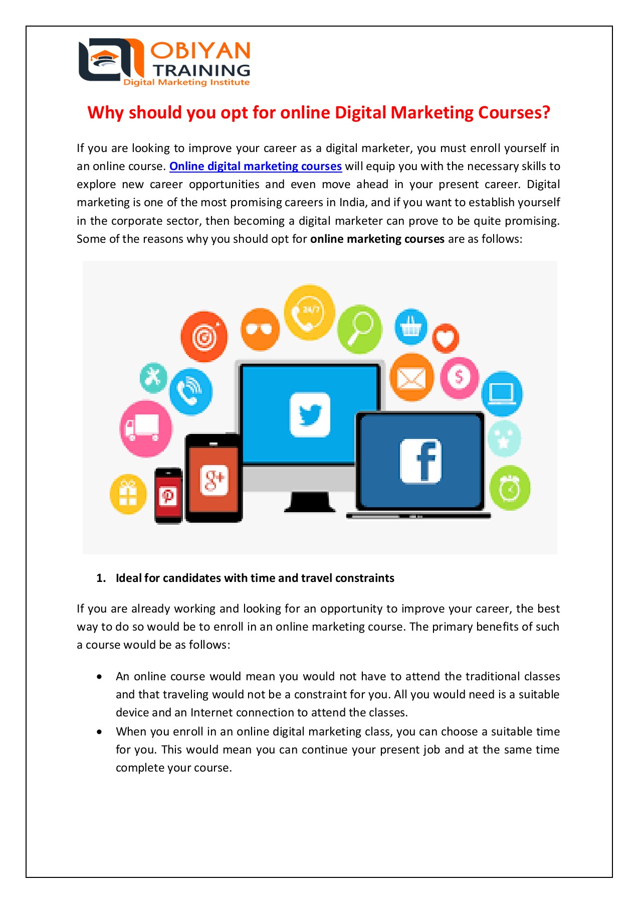 Why should you opt for online Digital Marketing Courses ...