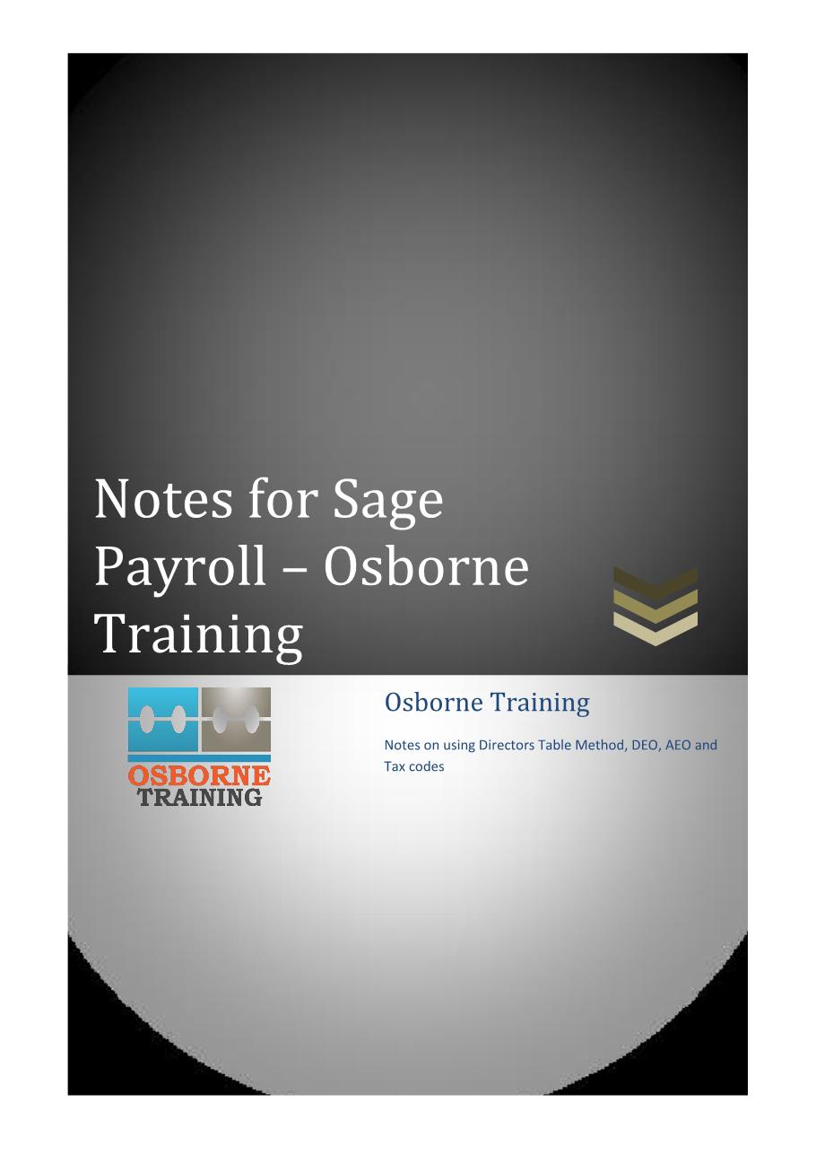 Notes for Sage Payroll – Osborne Training - Osborne Training - Page 1 ...