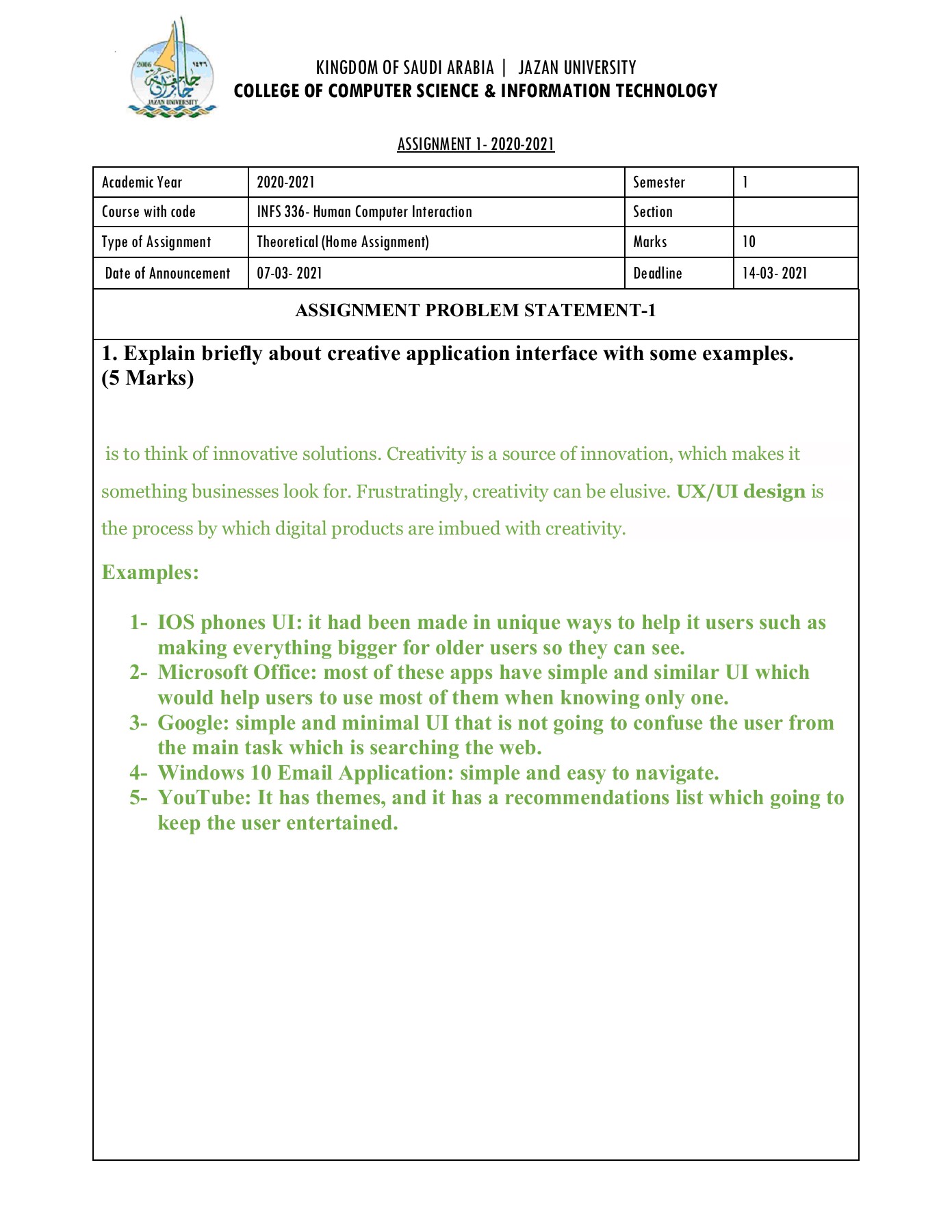 Assignment-1 (1) - Khaled Alsum - Page 1 - 2 | Flip PDF Online | PubHTML5