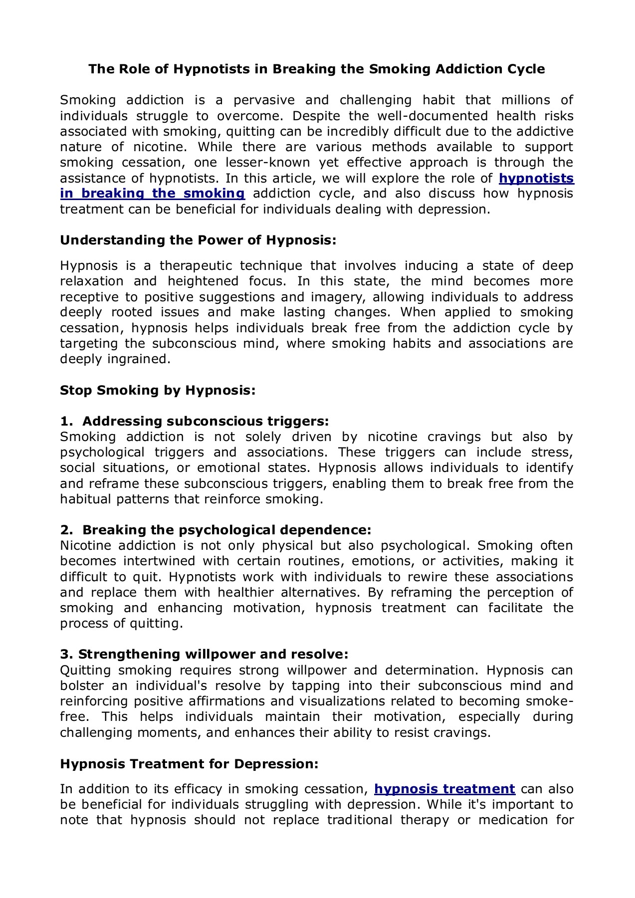 The Role of Hypnotists in Breaking the Smoking Addiction Cycle - Roland ...