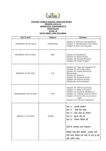 Class 2_Final_Exam_Date_Sheet - Saumya singh - Page 1 - 2 | Flip PDF ...