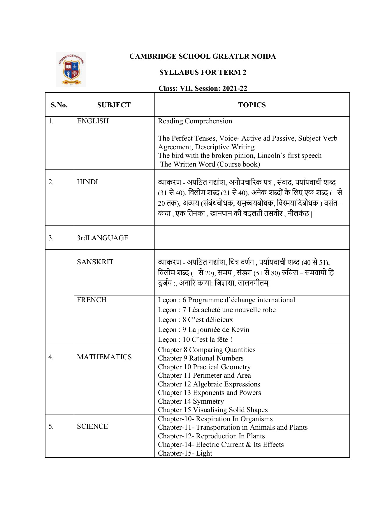 Term 2 syllabus 2022 Class VII - Saumya singh - Page 1 - 2 | Flip PDF Online | PubHTML5