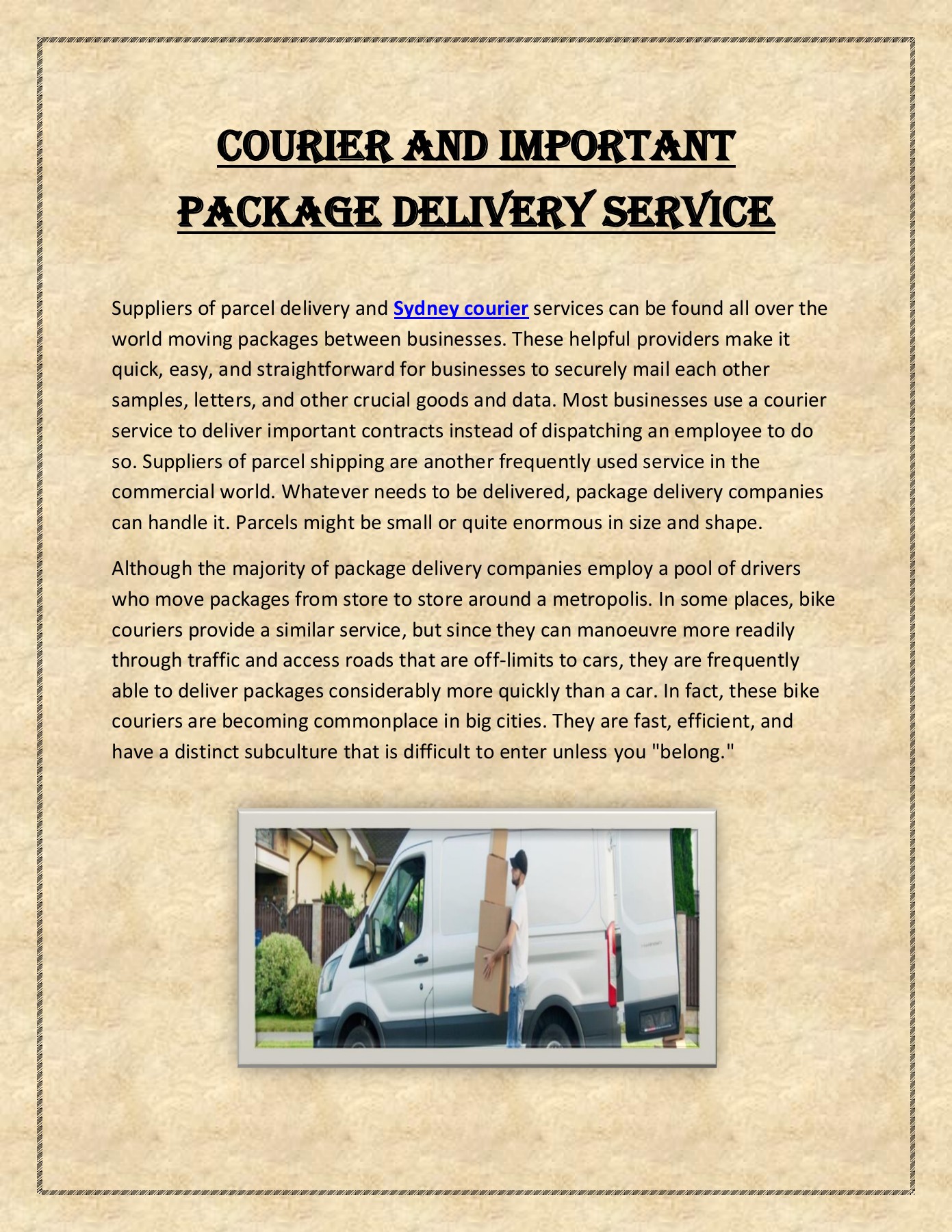 Courier and Important Package Delivery Service - Pinnacle Couriers ...