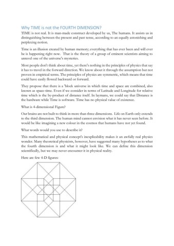 Why Time is the Fourth Dimension?