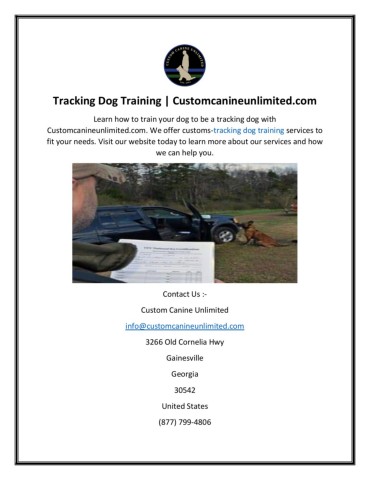 Tracking Dog Training Customcanineunlimited.com