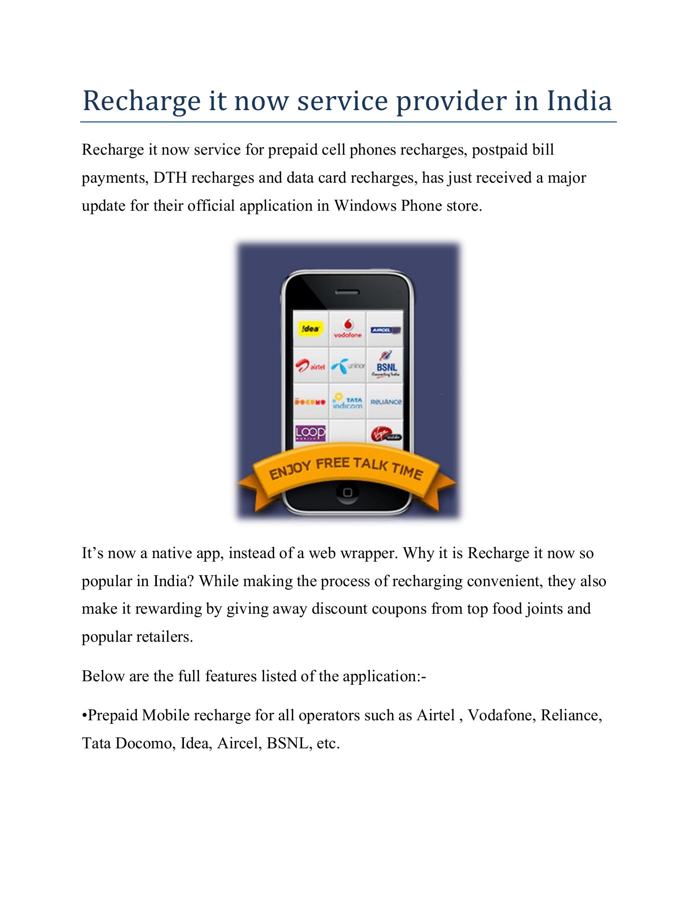 Recharge it now service provider in India - Saanvisingh32 - Page 1 - 3 ...