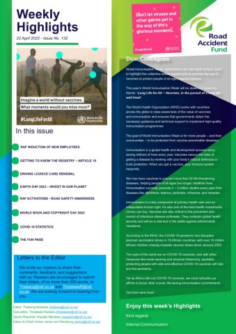 Weekly Highlights 22 April 2022