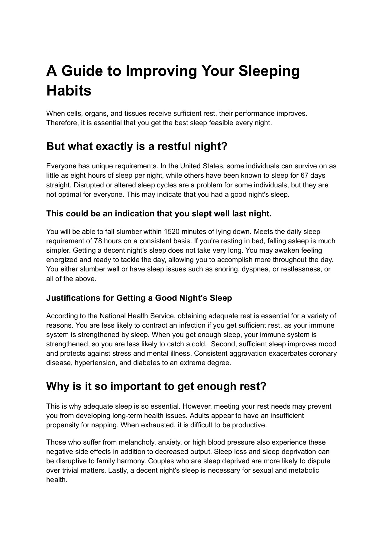 A Guide to Improving Your Sleeping Habits - romanzander2402 - Page 1 ...