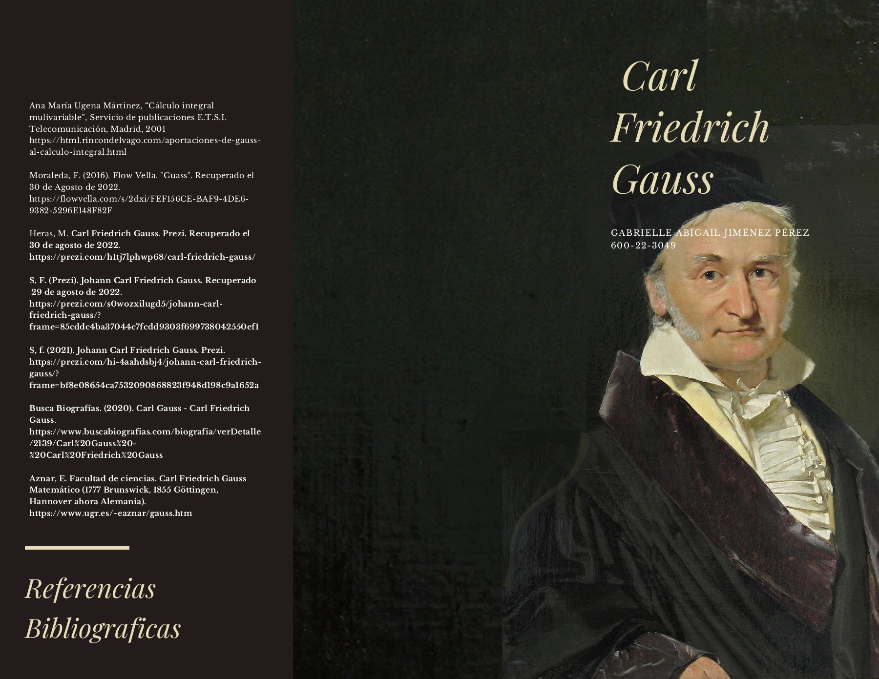 Brochure - Carl Friedrich Gauss - GABRIELLE ABIGAIL JIMENEZ PEREZ ...
