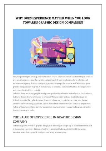 WHY DOES EXPERIENCE MATTER WHEN YOU LOOK TOWARDS GRAPHIC DESIGN COMPANIES