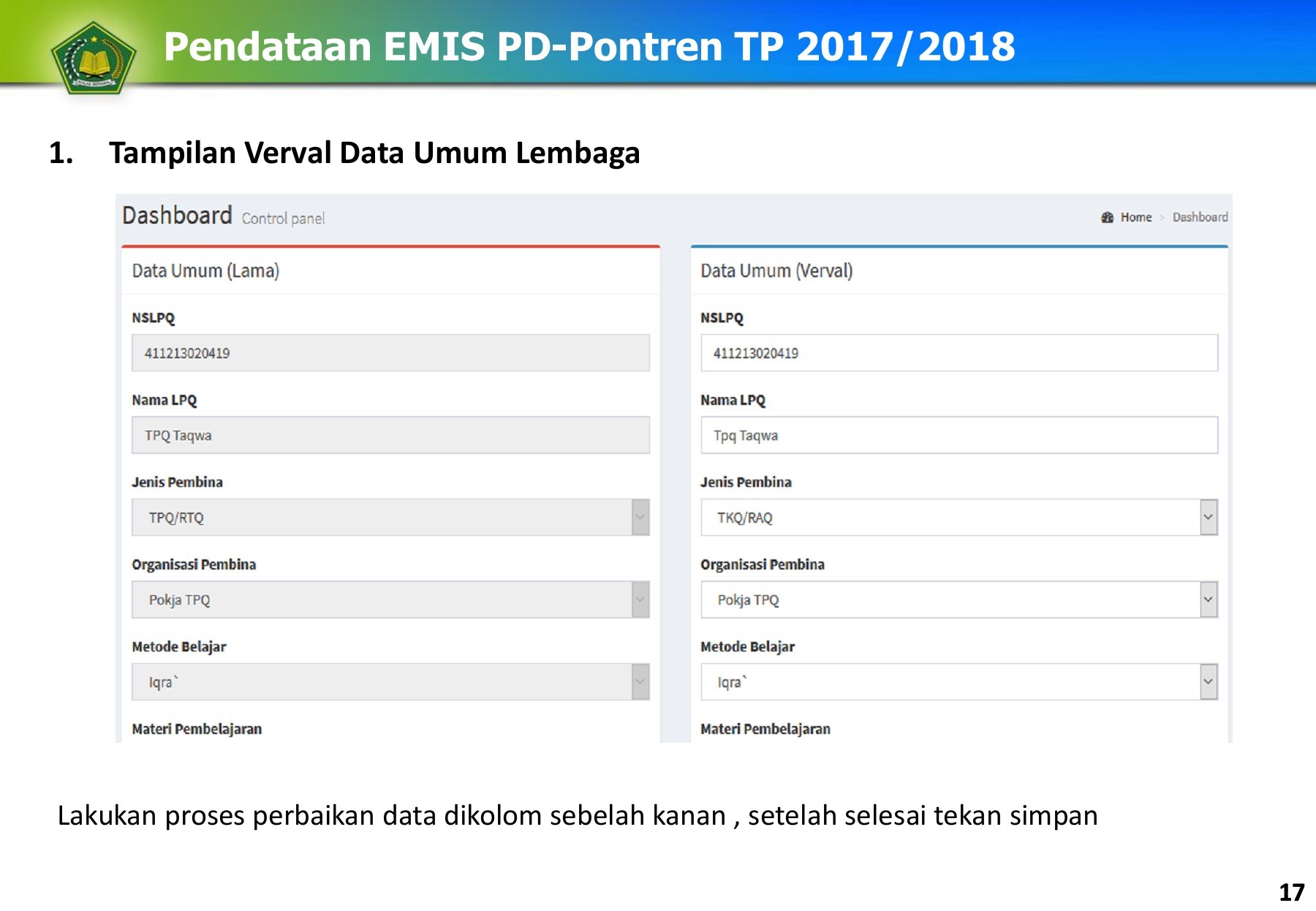 Teknis Aplikasi Pendataan PD Pontren 2017 / 2018 - Hars MA - Halaman 17 ...