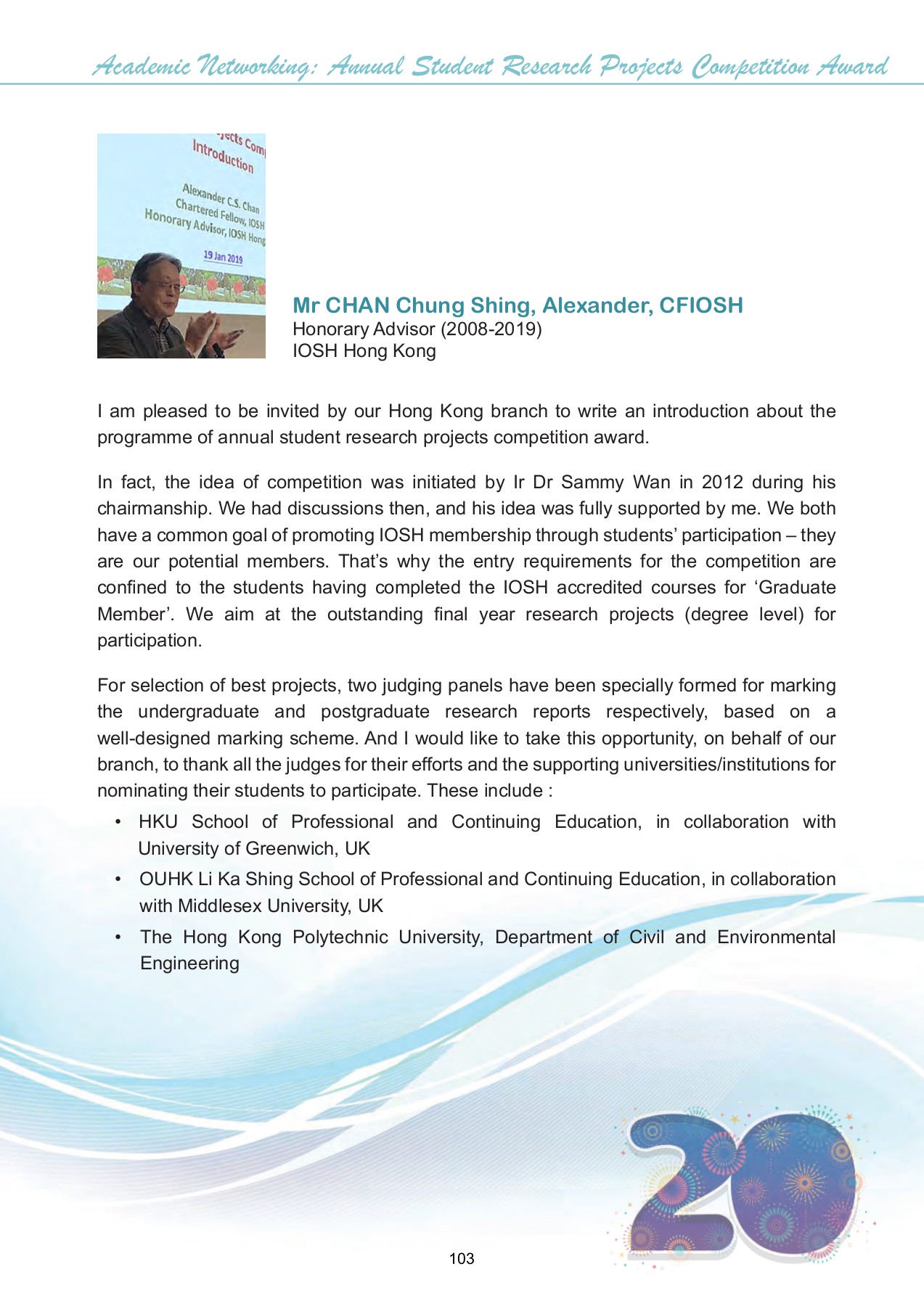 Booklet of IOSH Hong Kong 20th Anniversary - Felix Chan - Page 103 ...