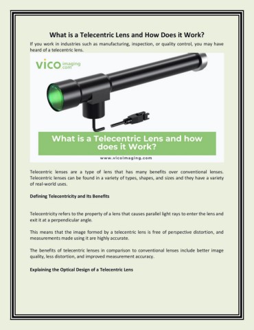 What is a Telecentric Lens and How Does it Work - Vico Imaging - Page 1 ...