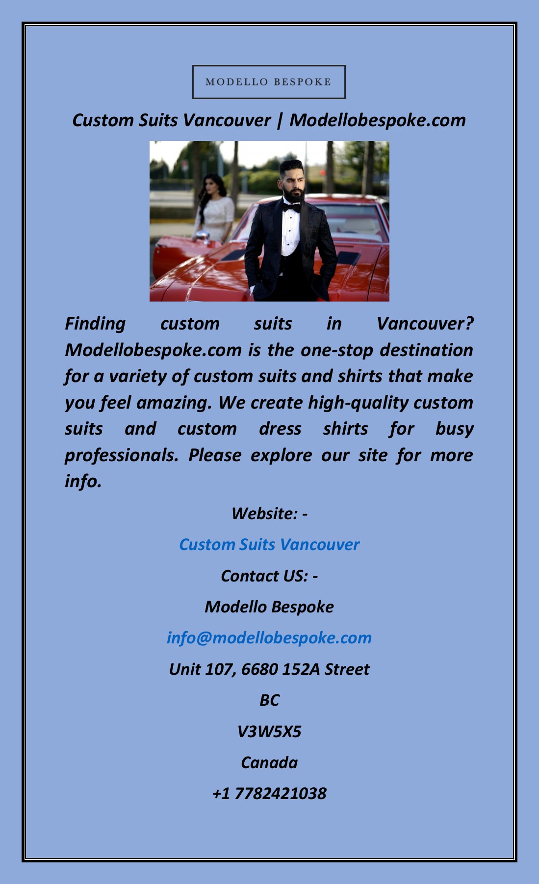 Custom Suits Vancouver Modellobespoke - Modellobe spoke - Page 1 - 1 | Flip PDF Online | PubHTML5