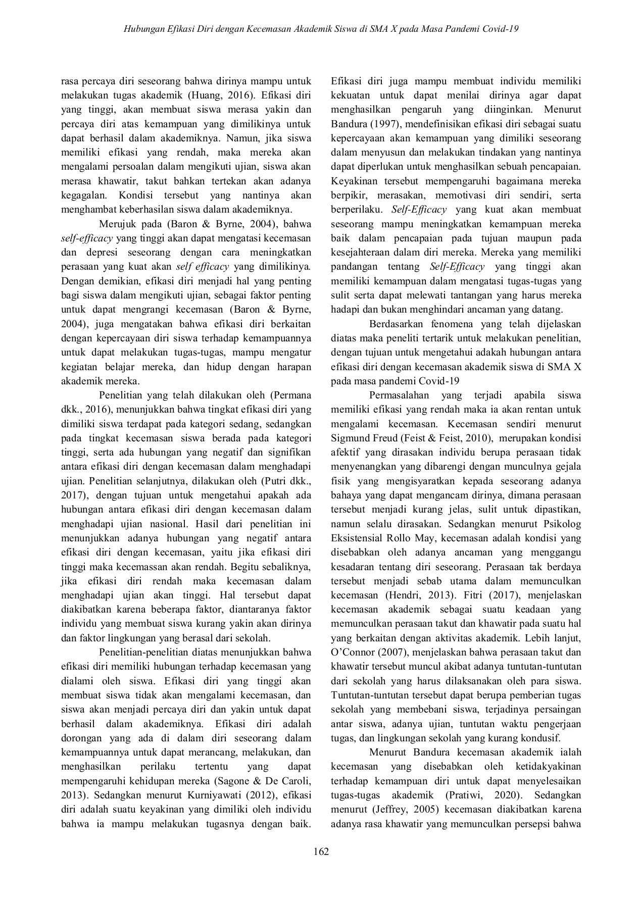 HUBUNGAN EFIKASI DIRI DENGAN KECEMASAN AKADEMIK SISWA DI SMA X PADA _2022 - rizkidyah1341 - Page ...