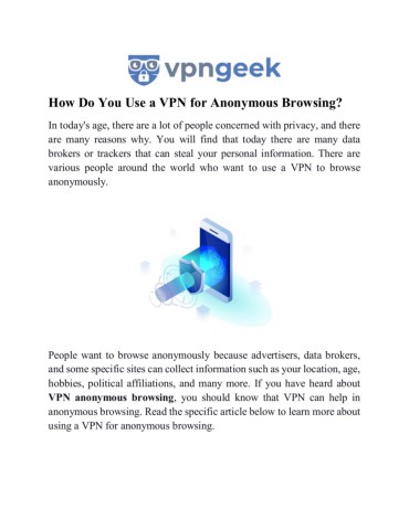 How Do You Use a VPN for Anonymous Browsing