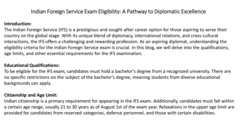 Indian Foreign Service Exam Eligibility A Pathway to Diplomatic Excellence