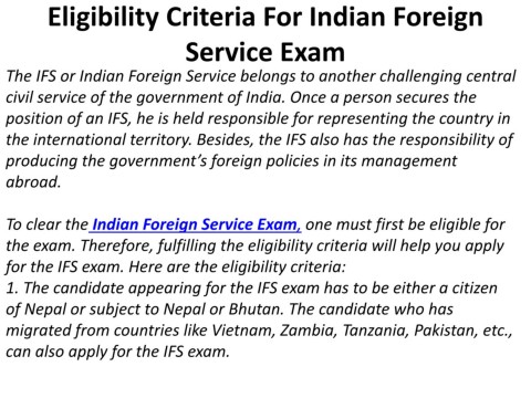 Eligibility Criteria For Indian Foreign Service Exam - eliteiasdelhi ...