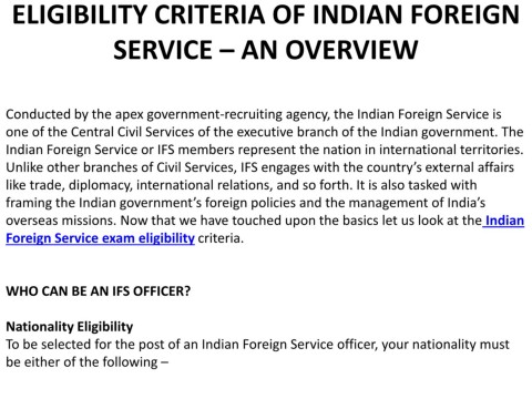ELIGIBILITY CRITERIA OF INDIAN FOREIGN SERVICE. - eliteiasdelhi - Page ...