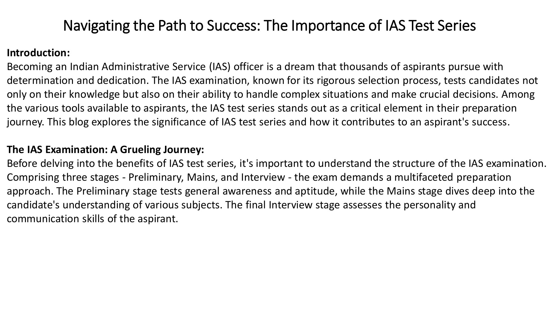 Navigating the Path to Success The Importance of IAS Test Series ...