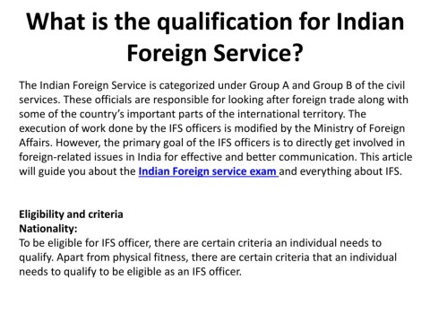 What is the qualification for Indian Foreign Service - eliteiasdelhi ...